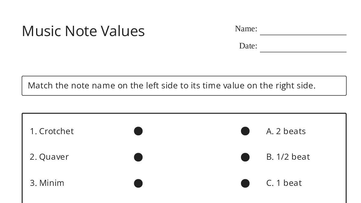 Music Note Values - My Worksheet Maker: Create Your Own Worksheets