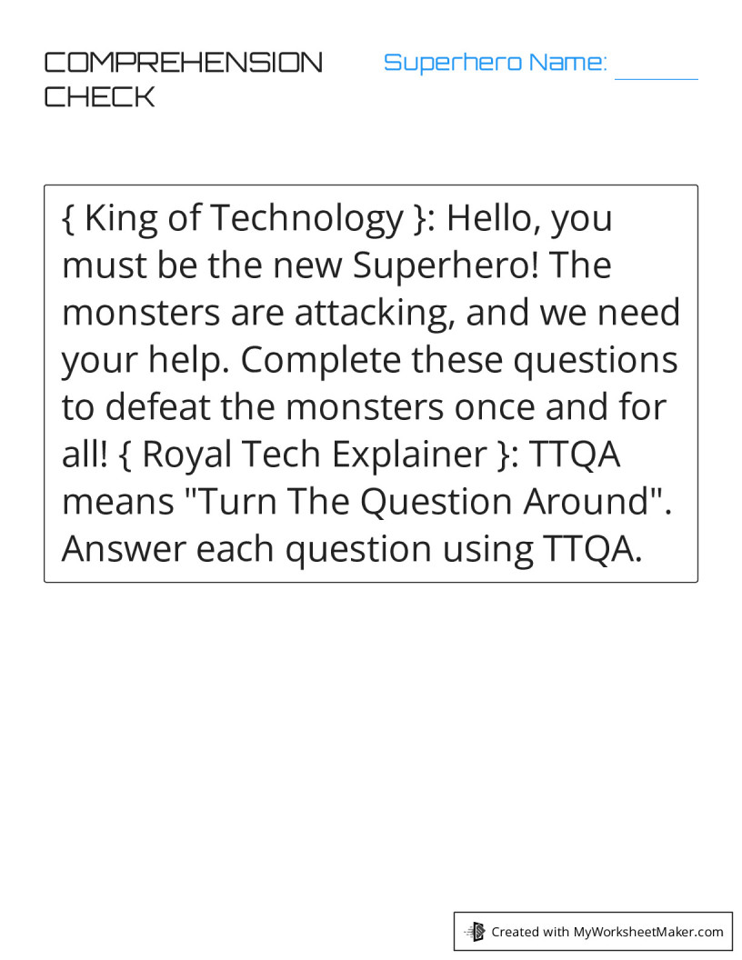 COMPREHENSION CHECK - My Worksheet Maker: Create Your Own Worksheets