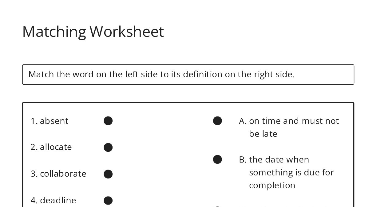 Matching Worksheet - My Worksheet Maker: Create Your Own Worksheets
