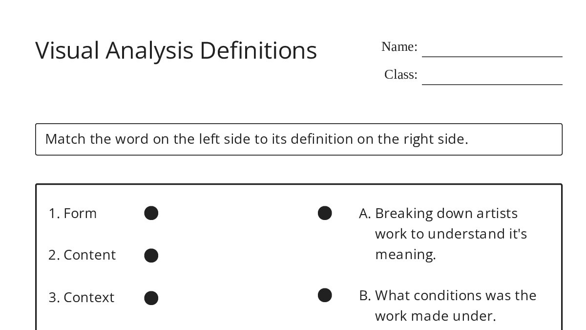 Visual Analysis Definitions - My Worksheet Maker: Create Your Own ...