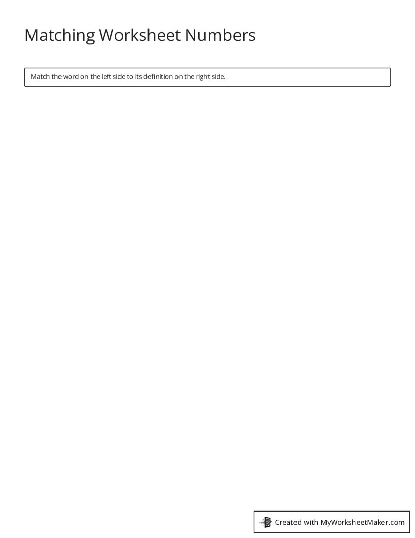 Matching Worksheet Numbers - My Worksheet Maker: Create Your Own Worksheets