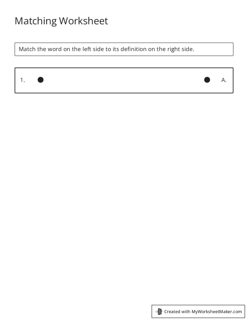 Matching Worksheet - My Worksheet Maker: Create Your Own Worksheets