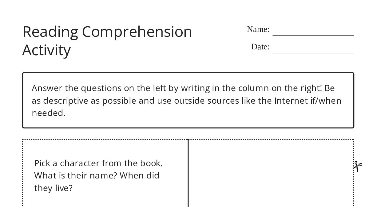 Reading Comprehension Activity - My Flashcard Maker: Create Your Own ...