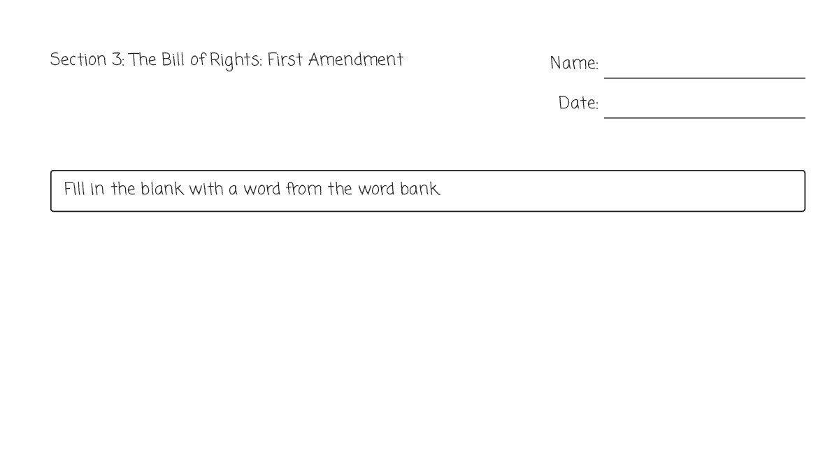 Section 3: The Bill of Rights: First Amendment - My Worksheet Maker ...