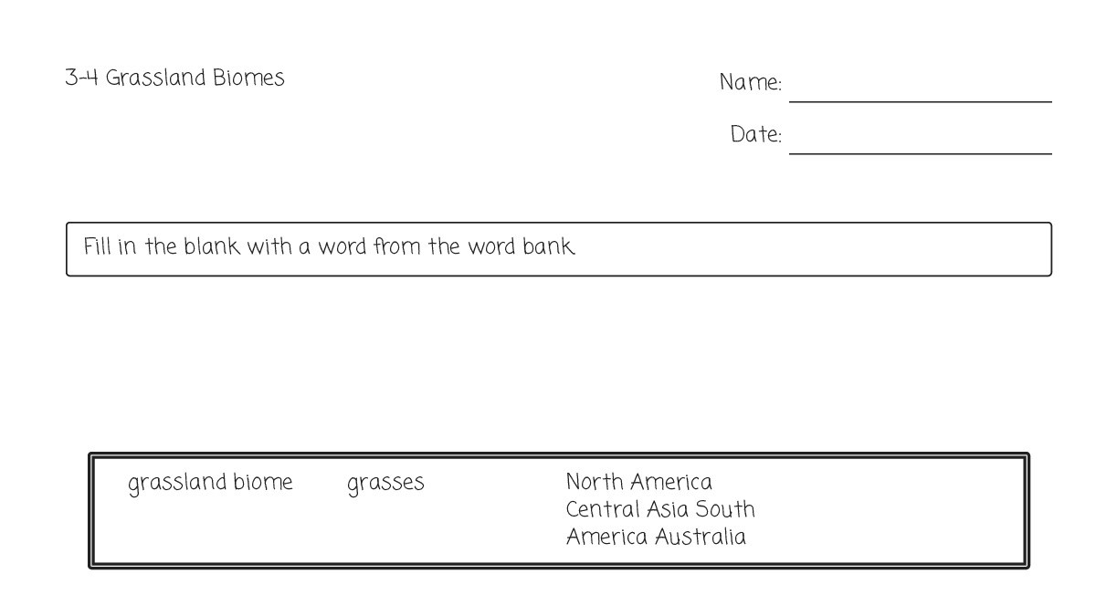 3-4 Grassland Biomes - My Worksheet Maker: Create Your Own Worksheets