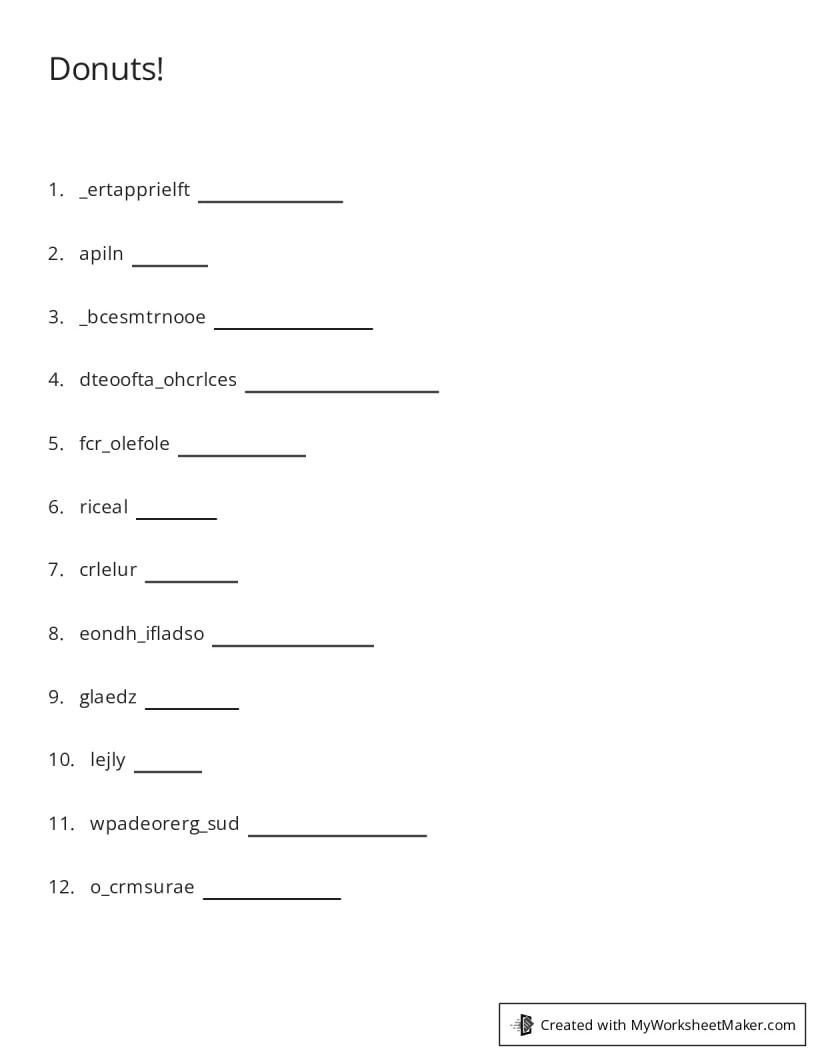 Donuts! - My Worksheet Maker: Create Your Own Worksheets