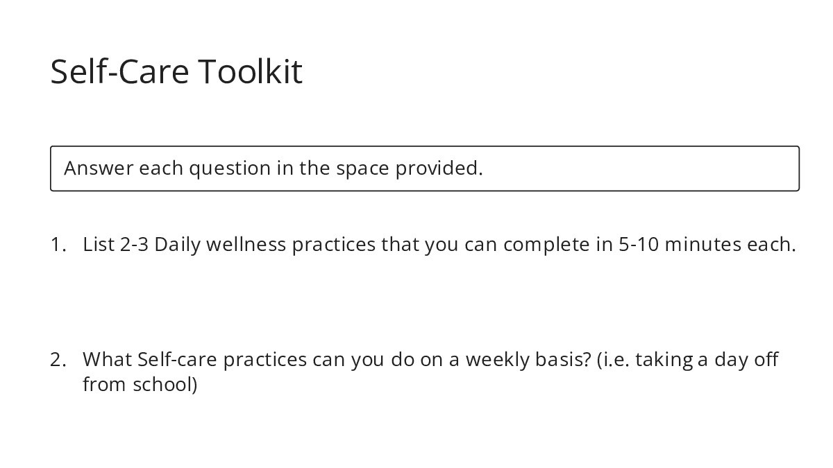 Self-Care Toolkit - My Worksheet Maker: Create Your Own Worksheets