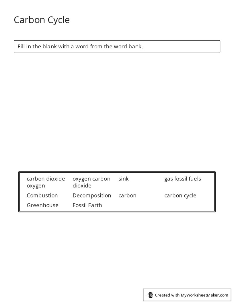 Carbon Cycle - My Worksheet Maker: Create Your Own Worksheets