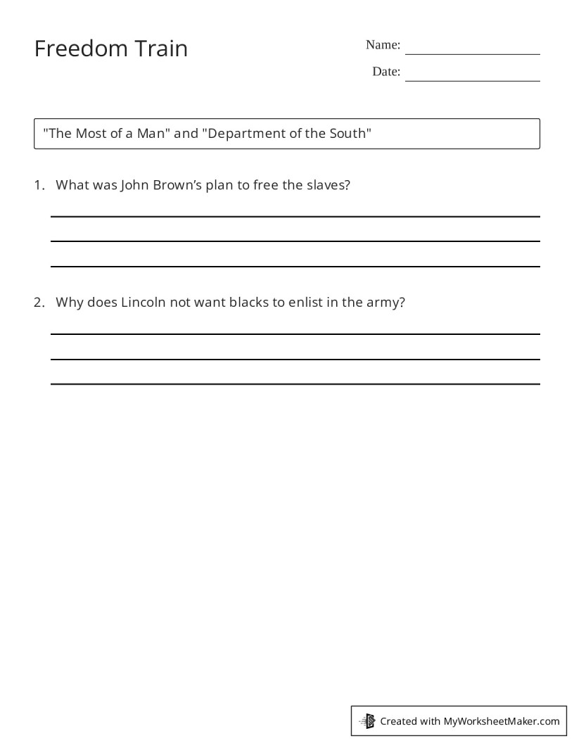 Freedom Train - My Worksheet Maker: Create Your Own Worksheets