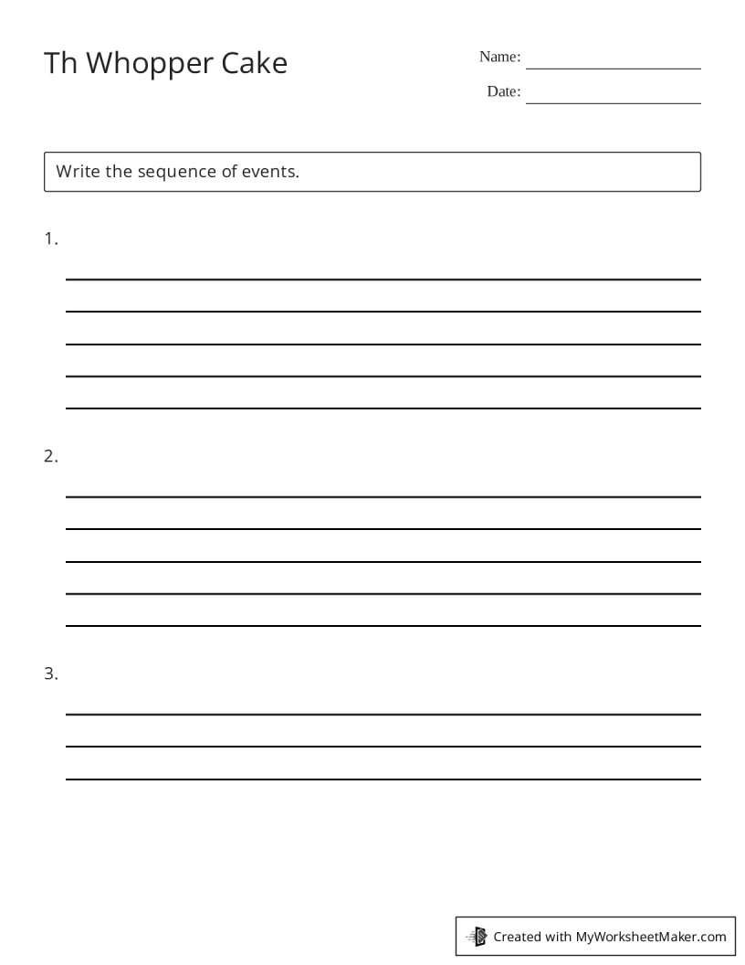 Th Whopper Cake - My Worksheet Maker: Create Your Own Worksheets