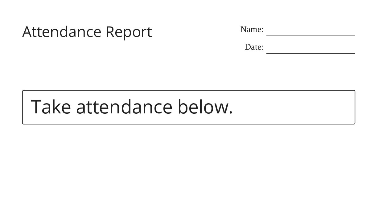 Attendance Report - My Worksheet Maker: Create Your Own Worksheets