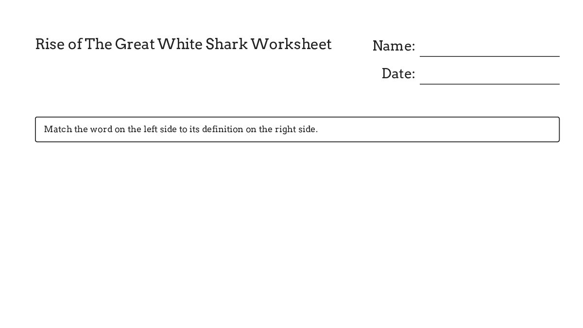Rise of The Great White Shark Worksheet - My Worksheet Maker: Create ...