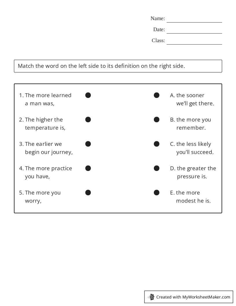 Matching Match a half-sentence from A with a half-sentence from B ...
