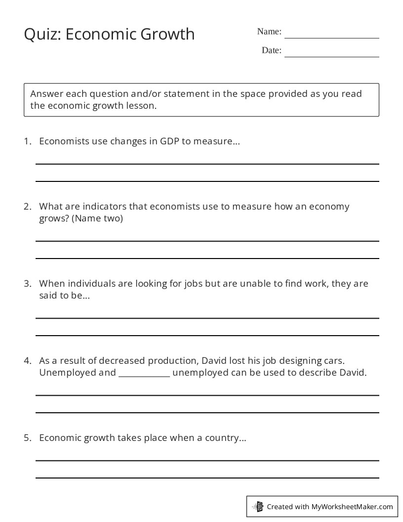 Quiz: Economic Growth - My Worksheet Maker: Create Your Own Worksheets