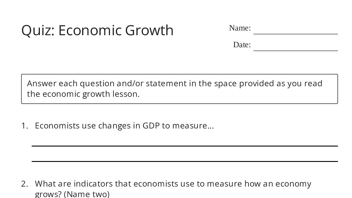 Quiz: Economic Growth - My Worksheet Maker: Create Your Own Worksheets