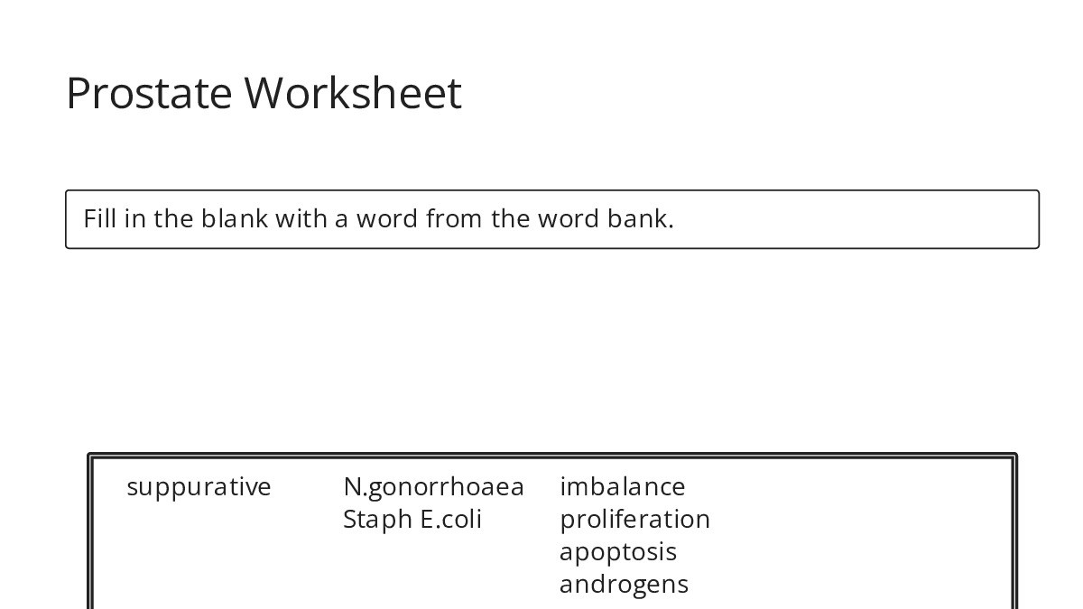 Prostate Worksheet - My Worksheet Maker: Create Your Own Worksheets