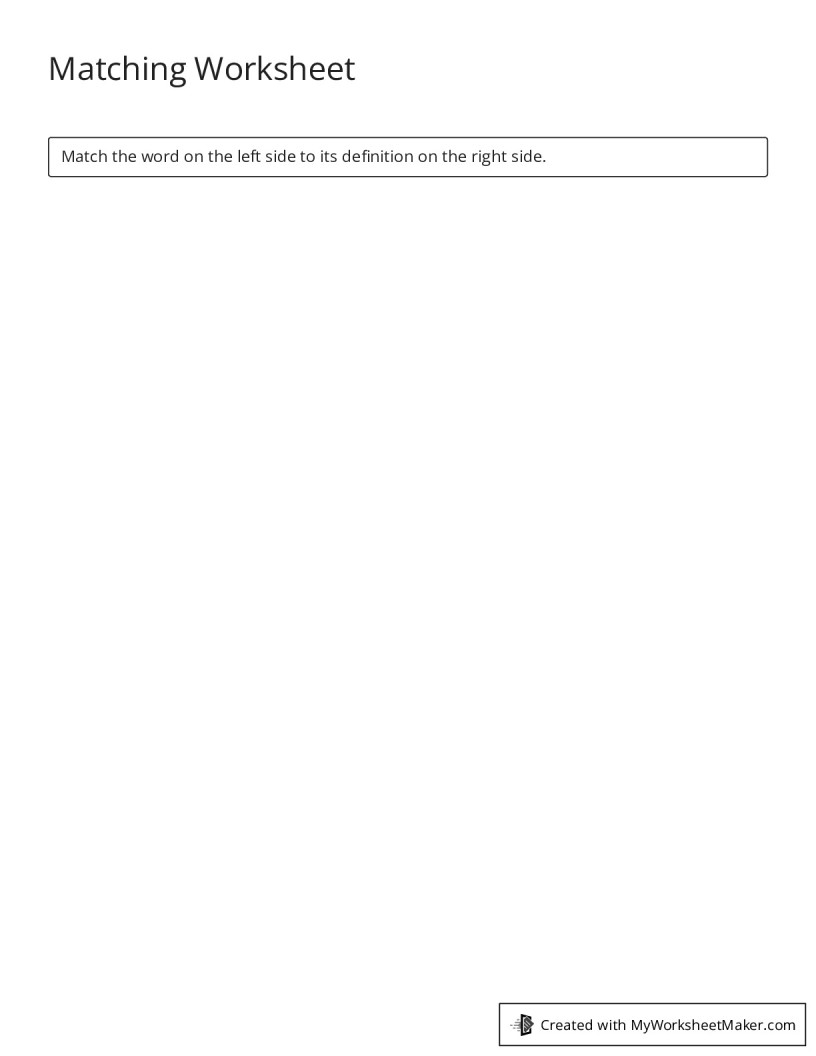 Matching Worksheet - My Worksheet Maker: Create Your Own Worksheets