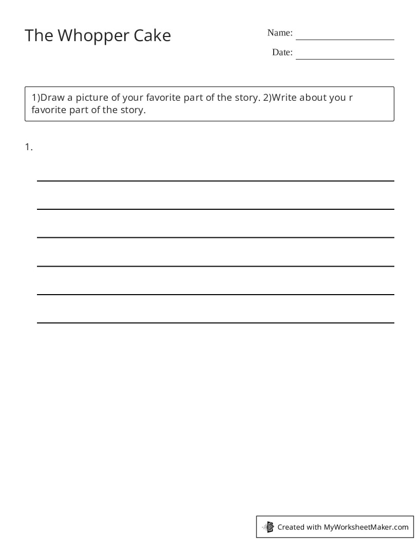 The Whopper Cake - My Worksheet Maker: Create Your Own Worksheets
