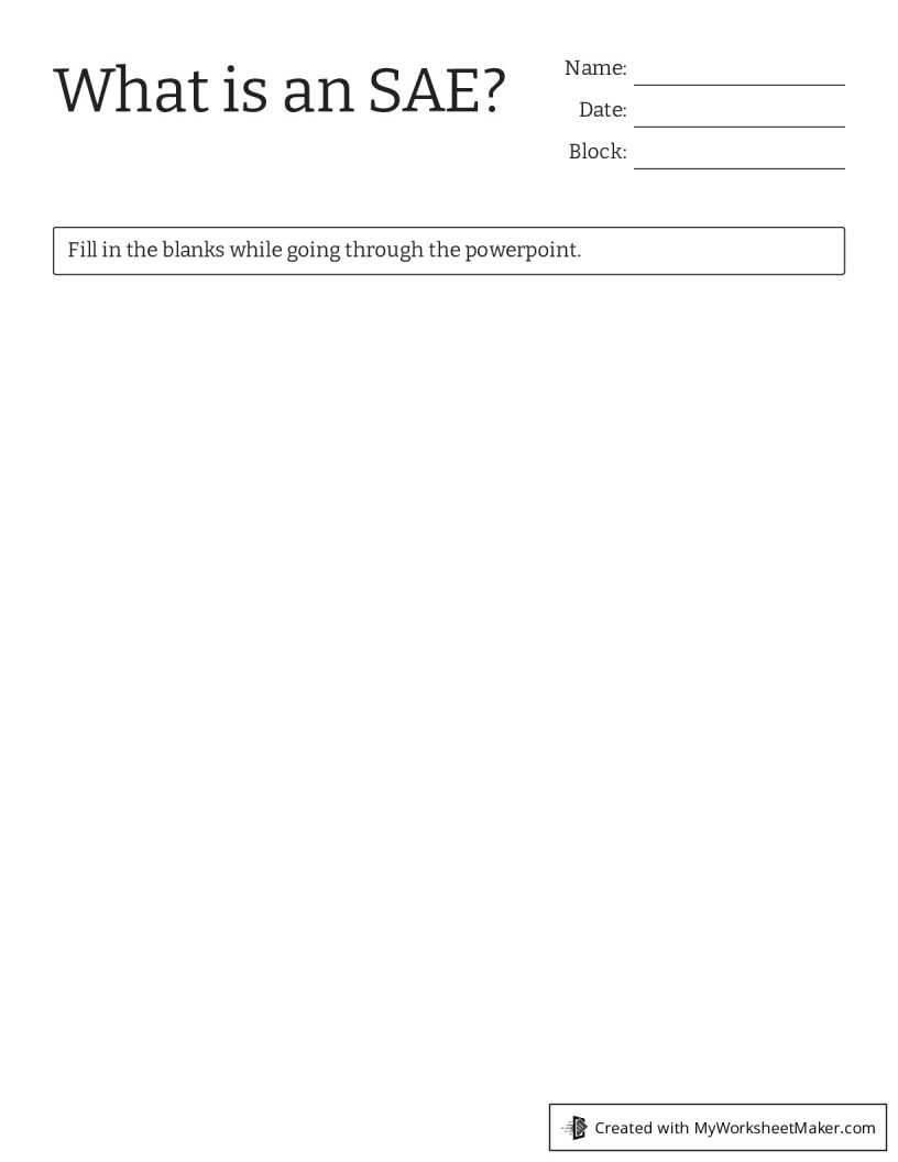 What is an SAE? - My Worksheet Maker: Create Your Own Worksheets