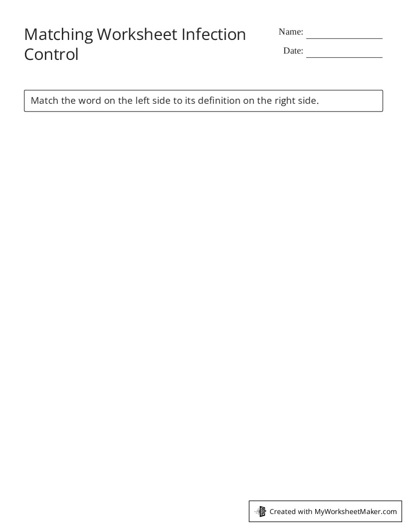 Matching Worksheet Infection Control - My Worksheet Maker: Create Your ...