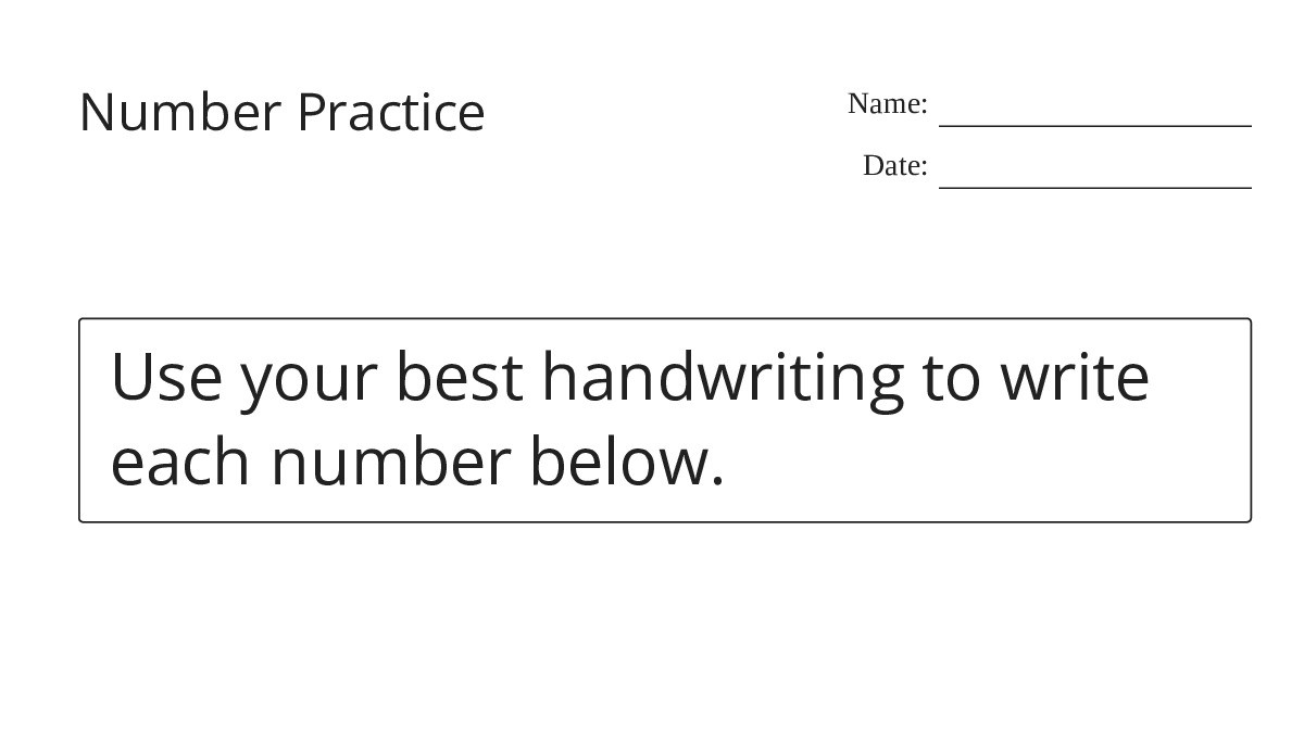 Number Practice - My Worksheet Maker: Create Your Own Worksheets