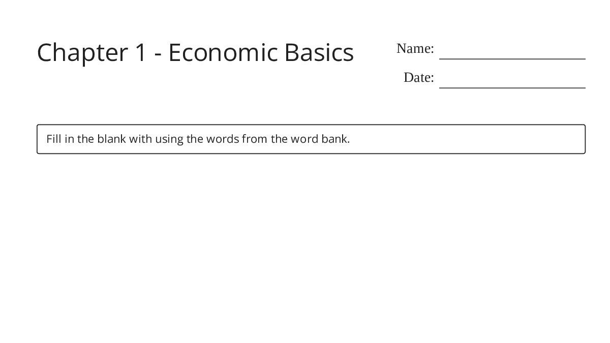 Chapter 1 - Economic Basics - My Worksheet Maker: Create Your Own ...