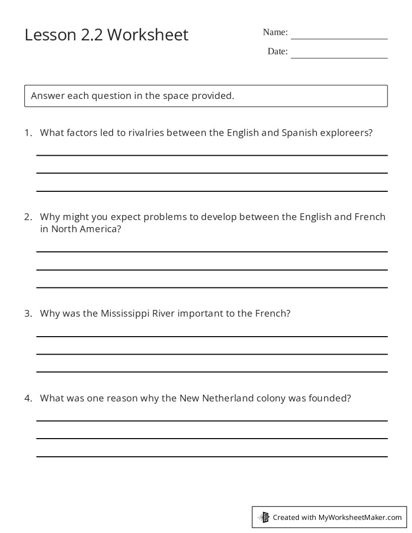 Lesson 2.2 Worksheet - My Worksheet Maker: Create Your Own Worksheets