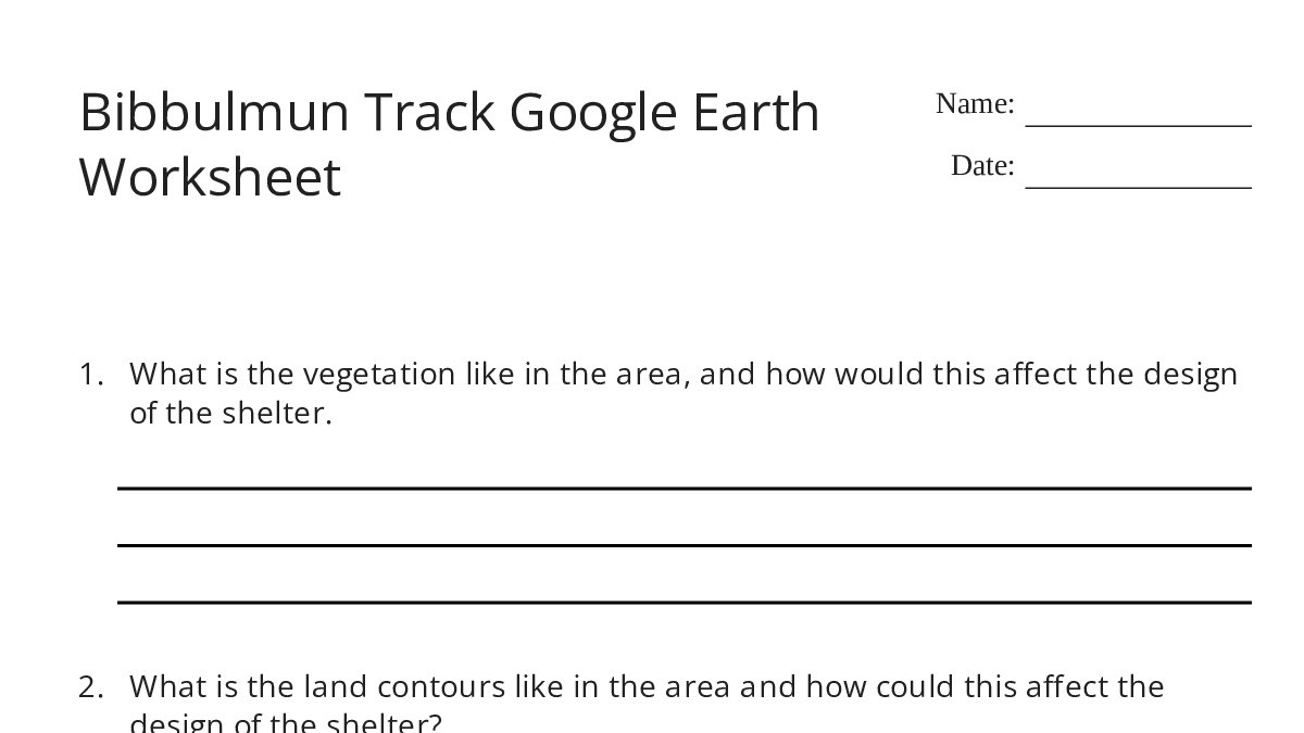 Bibbulmun Track Google Earth Worksheet - My Worksheet Maker: Create ...