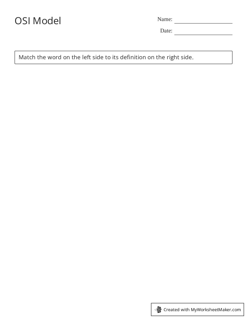 OSI Model - My Worksheet Maker: Create Your Own Worksheets