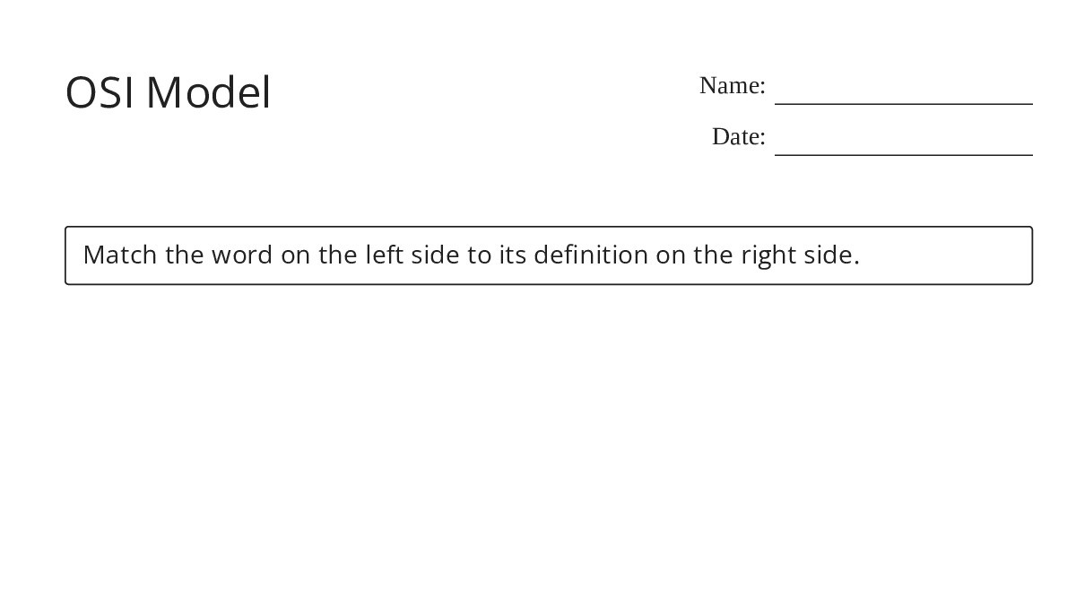 OSI Model - My Worksheet Maker: Create Your Own Worksheets