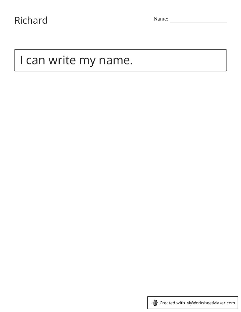 Richard - My Worksheet Maker: Create Your Own Worksheets