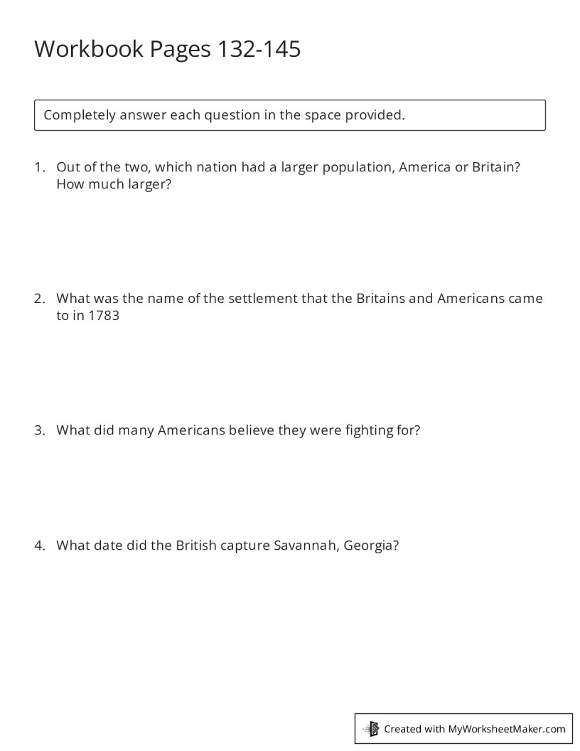 Workbook Pages 132-145 - My Worksheet Maker: Create Your Own Worksheets