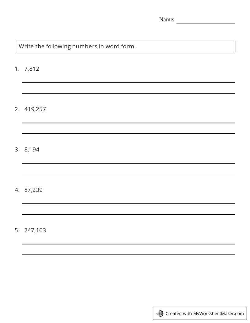 Worksheet - My Worksheet Maker: Create Your Own Worksheets