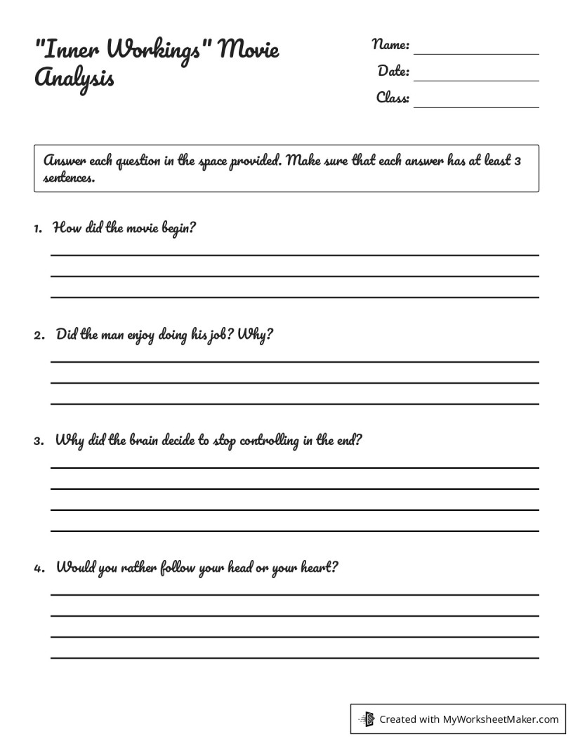 "Inner Workings" Movie Analysis - My Worksheet Maker: Create Your Own ...
