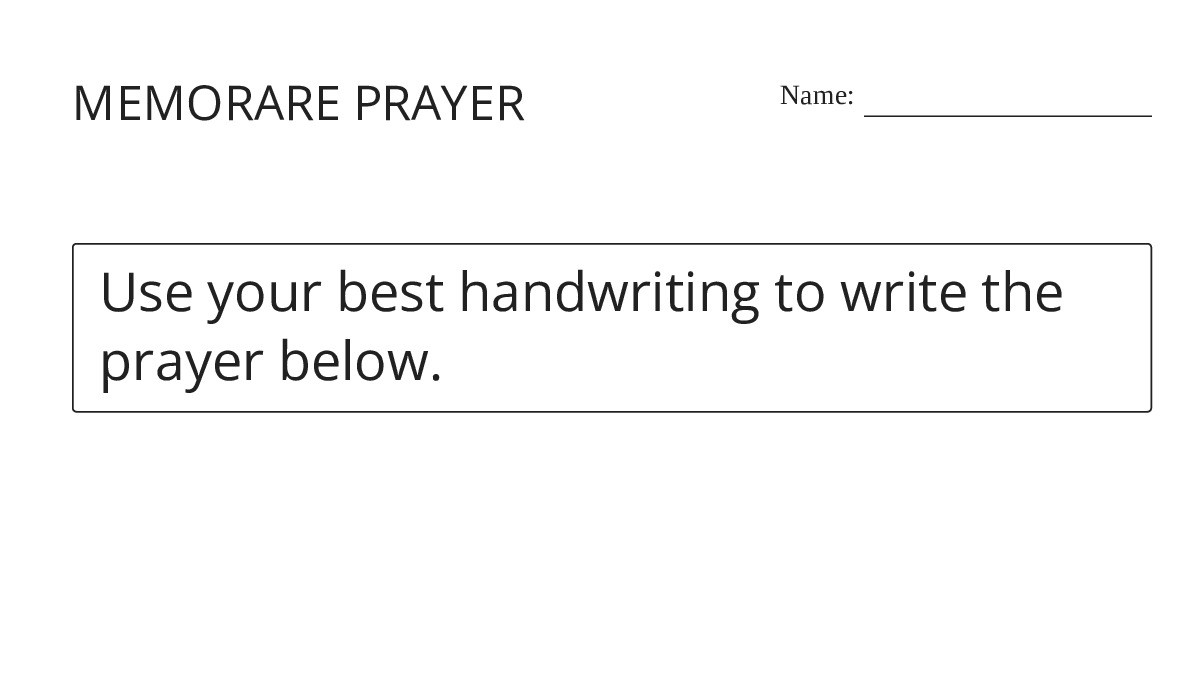 MEMORARE PRAYER - My Worksheet Maker: Create Your Own Worksheets
