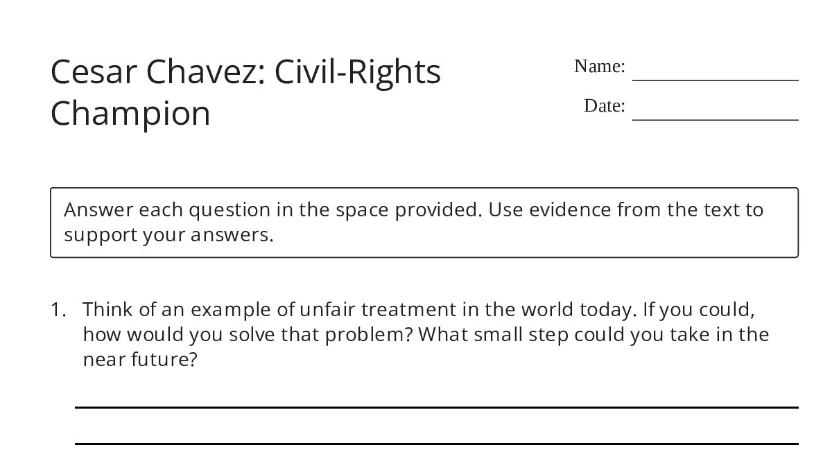 Cesar Chavez: Civil-Rights Champion - My Worksheet Maker: Create Your ...