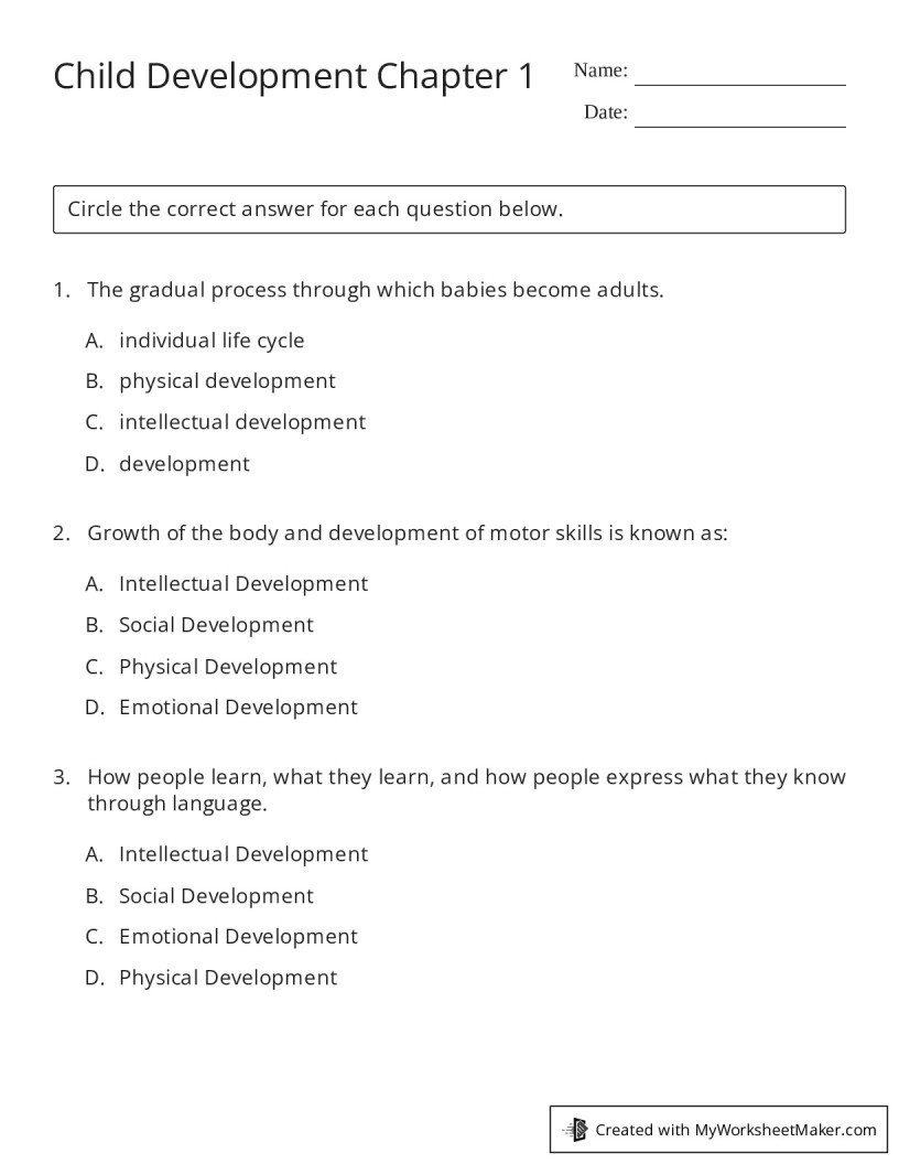 Child Development Chapter 1 - My Worksheet Maker: Create Your Own ...