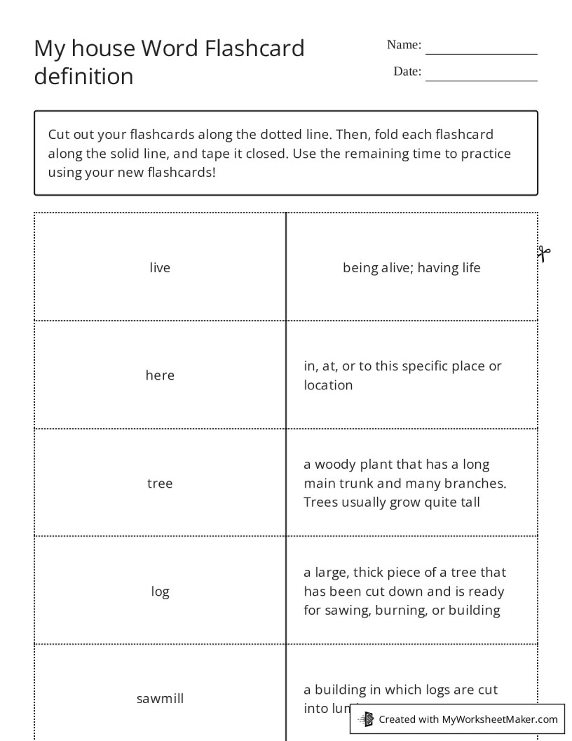 My house Word Flashcard definition - My Flashcard Maker: Create Your ...