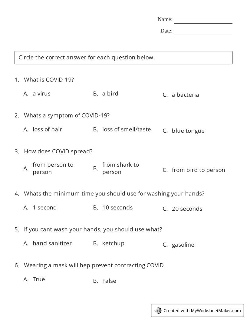 Multiple Choice - My Worksheet Maker: Create Your Own Worksheets