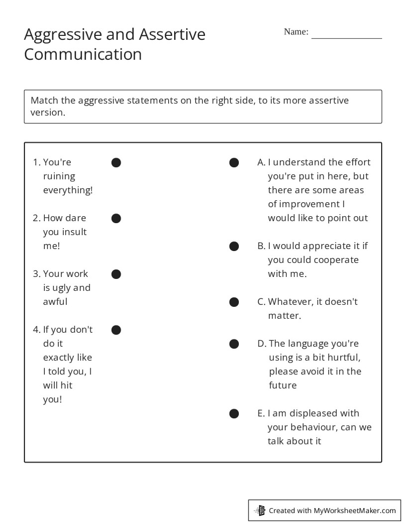 Assertive Communication Worksheet DEARMAN Assertive Communication
