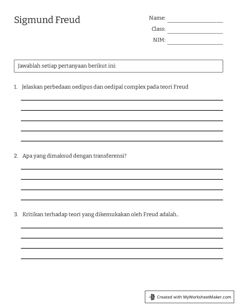Sigmund Freud - My Worksheet Maker: Create Your Own Worksheets