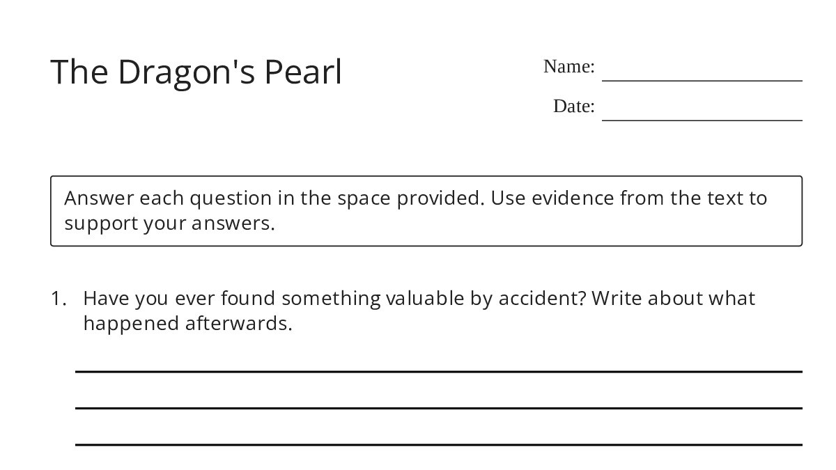 The Dragon's Pearl - My Worksheet Maker: Create Your Own Worksheets
