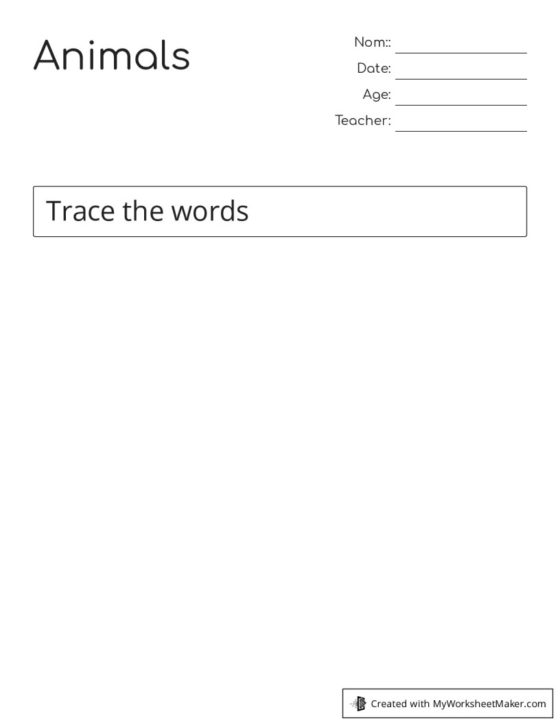 Animals - My Worksheet Maker: Create Your Own Worksheets