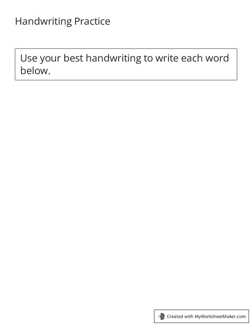 Handwriting Practice - My Worksheet Maker: Create Your Own Worksheets