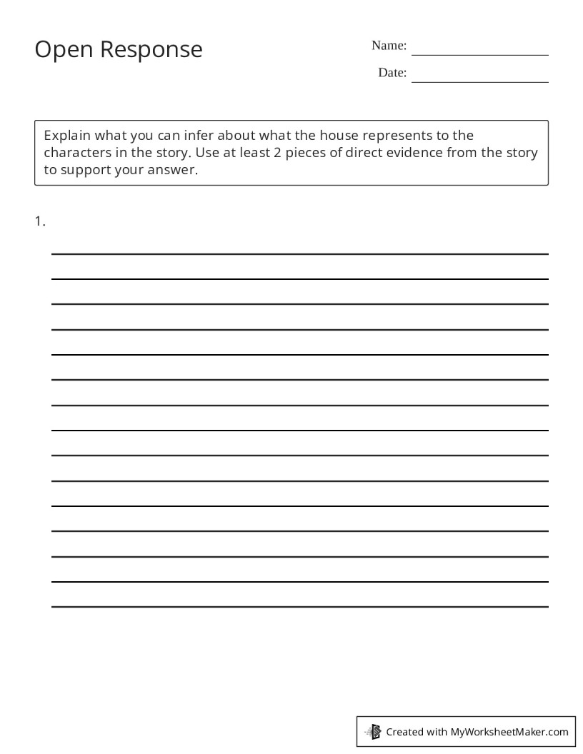Open Response - My Worksheet Maker: Create Your Own Worksheets