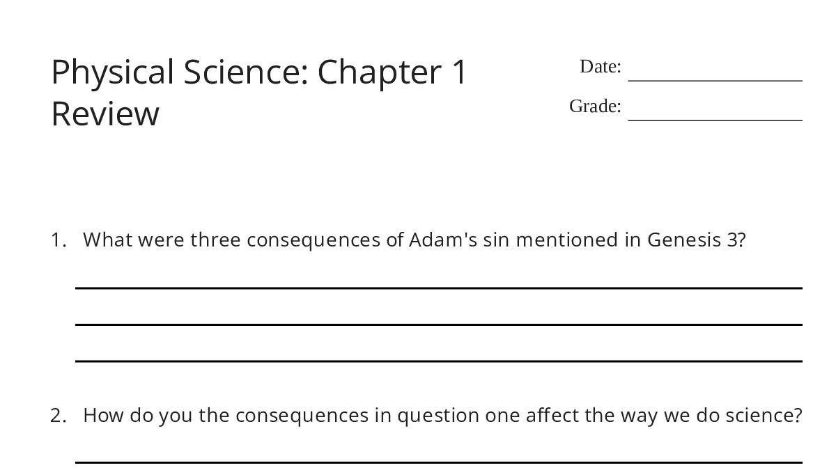 Physical Science: Chapter 1 Review - My Worksheet Maker: Create Your ...