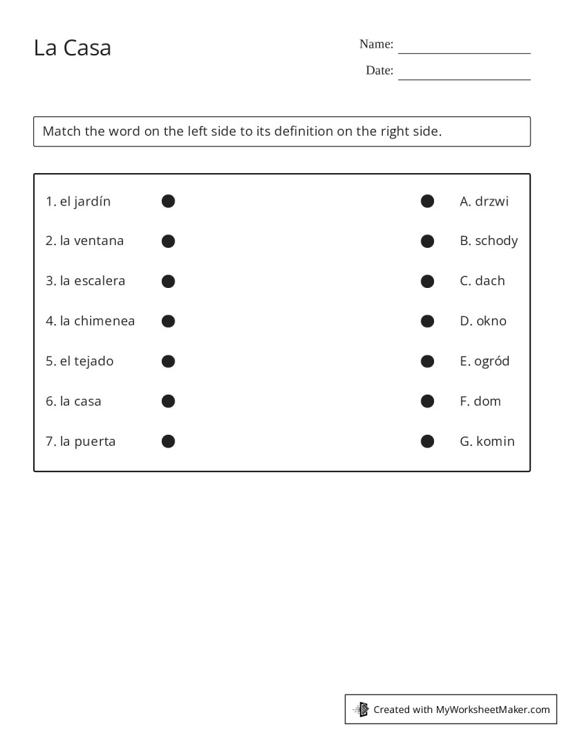 La Casa - My Worksheet Maker: Create Your Own Worksheets