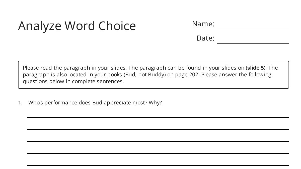 Analyze Word Choice - My Worksheet Maker: Create Your Own Worksheets