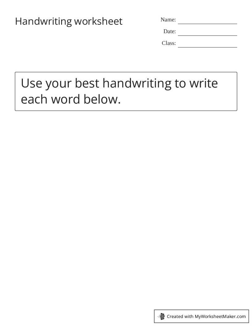 Handwriting worksheet - My Worksheet Maker: Create Your Own Worksheets