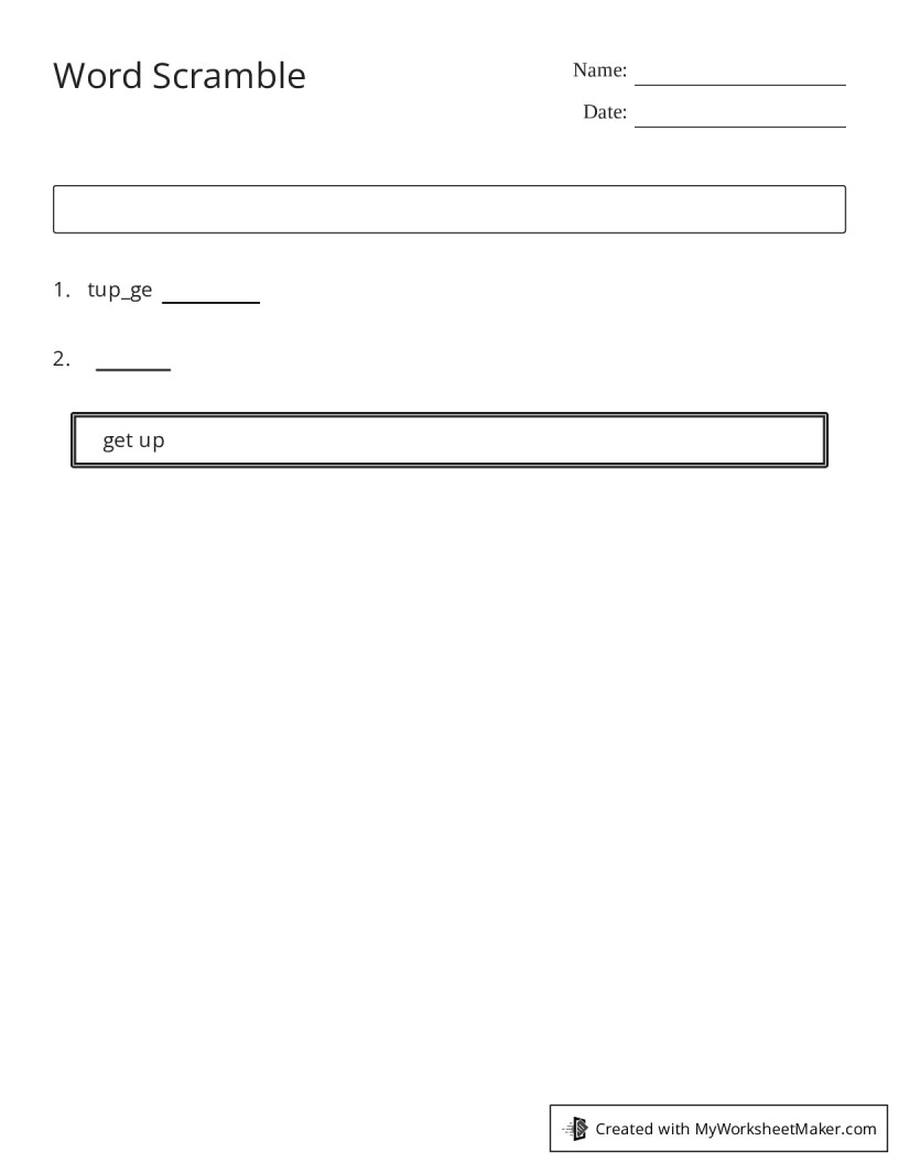 Word Scramble - My Worksheet Maker: Create Your Own Worksheets
